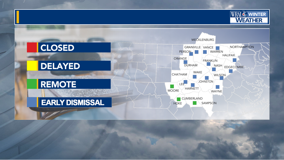 Snow, ice threat means many schools will close early Friday; Wake ...