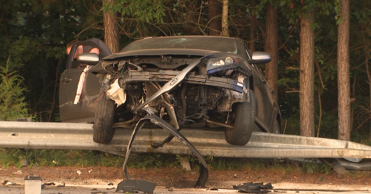 Car hits guardrail on Hodge Road near Knightdale :: WRAL.com