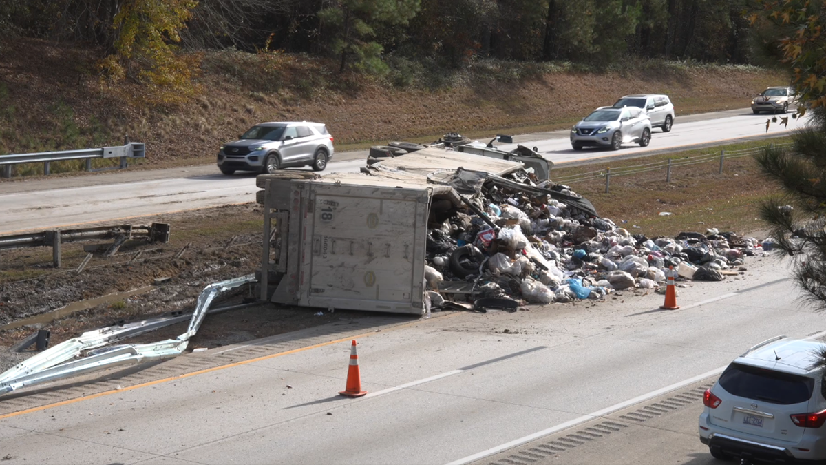 Truck spills debris on I-40 after tire blows out :: WRAL.com