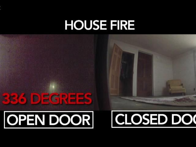 Side-by-side: Closed door makes the difference in a house fire
