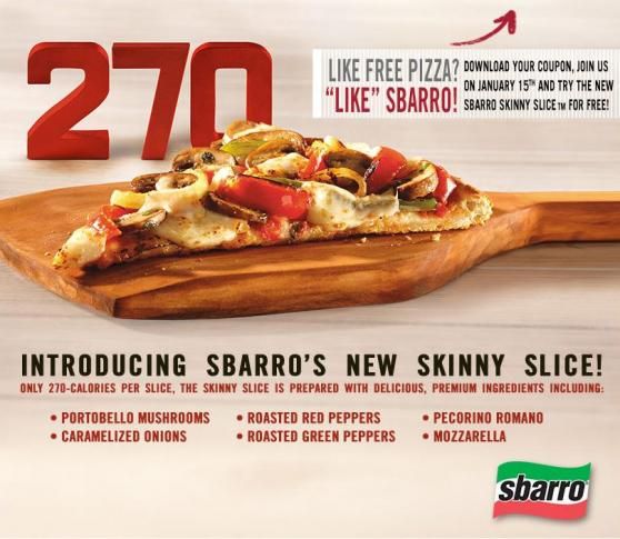 Free slice of Sbarro's pizza today!