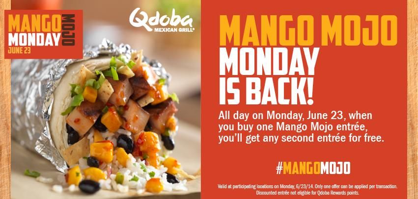 Qdoba BOGO entree deal today!
