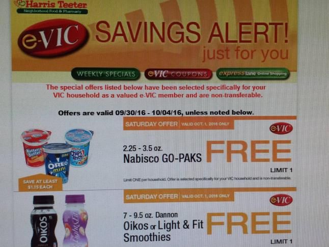 Harris Teeter e-Vic deals: FREE Nabisco Go-Pak & FREE smoothie TODAY!