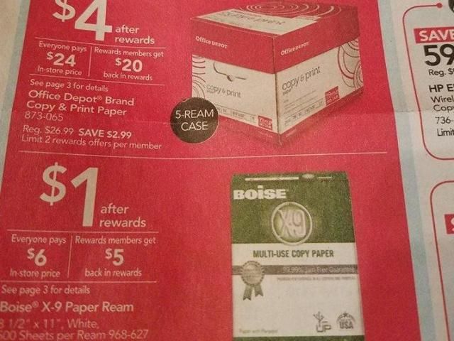 Office Depot paper deals & free labels