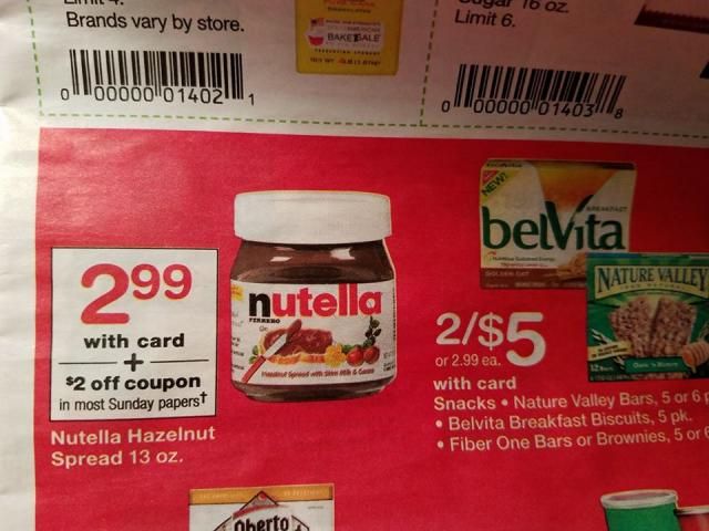 Nutella only 99 cents at Walgreens!