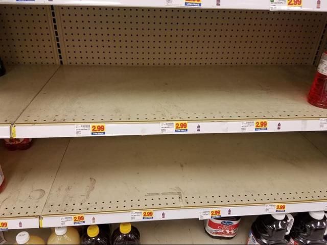 Kroger shelves beginning to empty