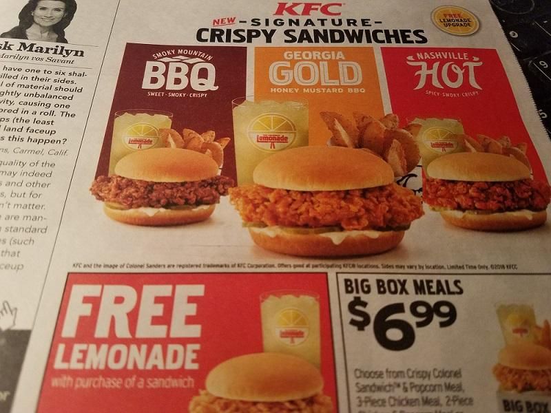 KFC coupon: Free lemonade with purchase