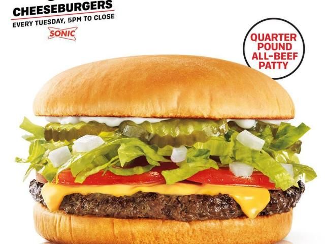 Sonic Drive-In: 1/2 price cheeseburgers Tuesdays after 5 pm