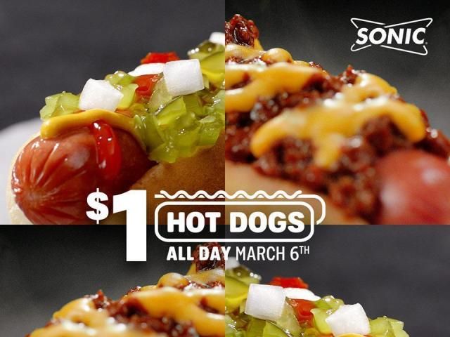 Sonic: $1 All American & Chili Cheese Hot Dogs Wednesday