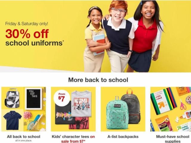 Target: School Uniforms on sale starting at $2.80