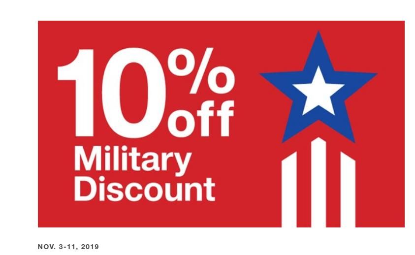 10% off Military Discount Nov. 3 - 11 at Target
