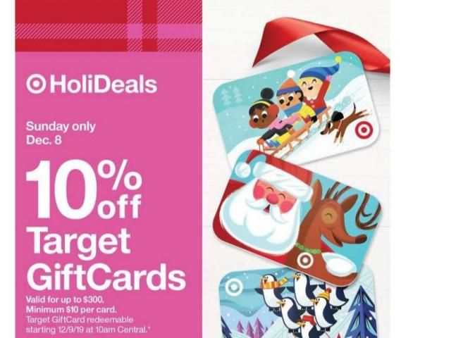 10% off Target Gift Cards on Sunday, Dec. 8!