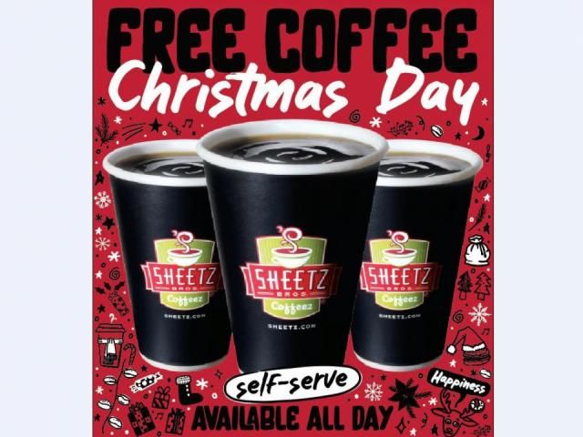 Sheetz: FREE medium coffee on Christmas Day