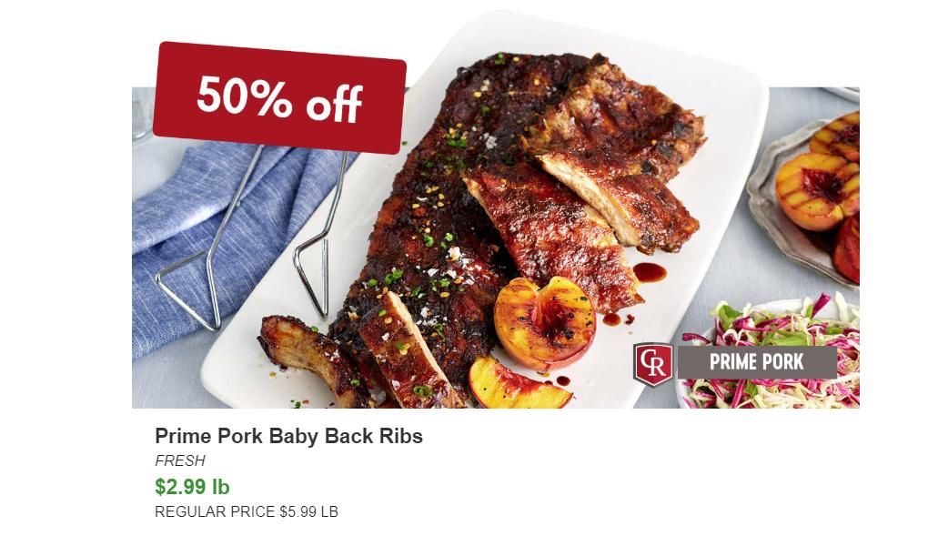 The Fresh Market: Baby back ribs 50% off through 2/4