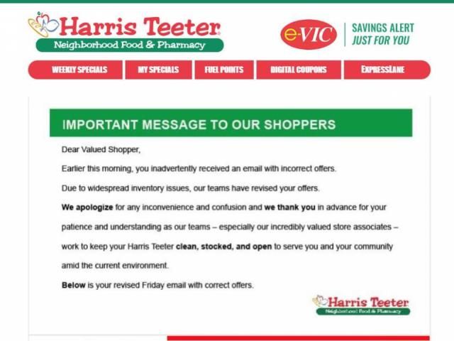 Harris Teeter e-Vic Deals: Check your e-mail for revised deals due to ...