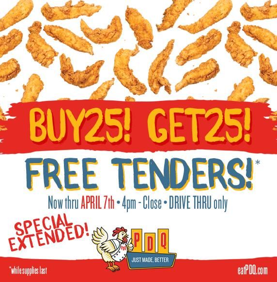 PDQ has extended BOGO chicken tender platters deal through April 7