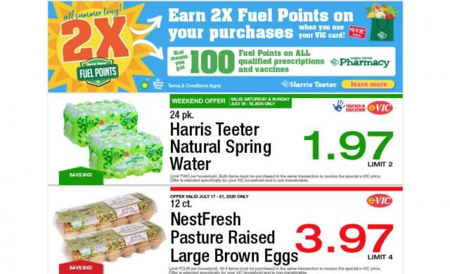 New Harris Teeter e-Vic deals: Natural Spring Water Bottles, cereal