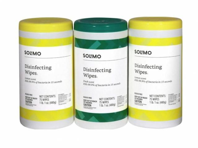 Amazon Brand Solimo Disinfecting Wipes, 225 count only $8.99 (4 cents each)