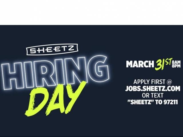 Sheetz hiring over 2,800 on March 31 at all stores