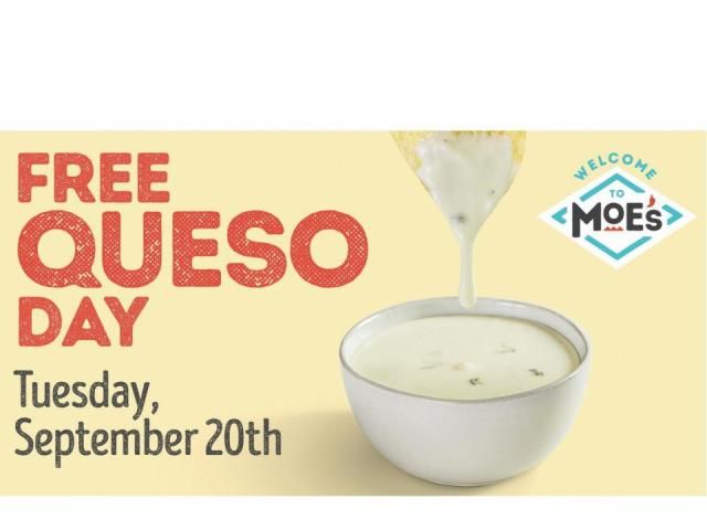 Moe's Southwest Grill offering Free Queso Day on Tuesday, Sept. 20