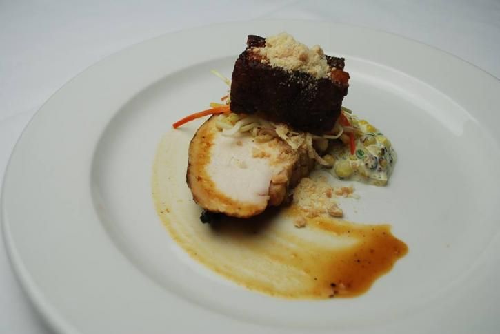 Fire in the Triangle recipe: Peach BBQ Pork Belly and Slaw