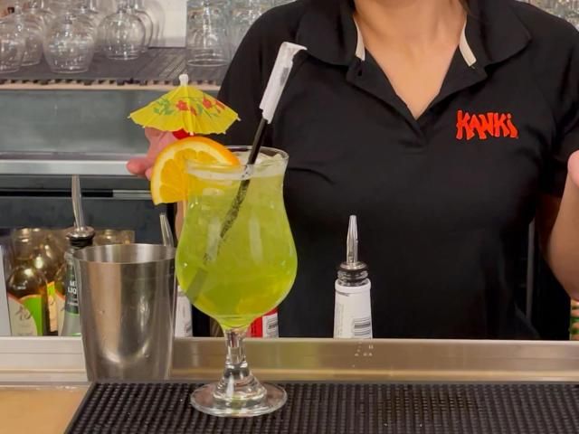 Kanki serves up green Godzilla cocktail