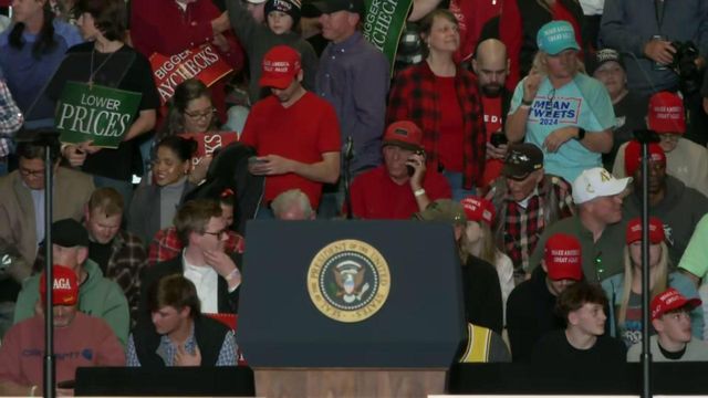 President Donald Trump delivers speech in Rocky Mount