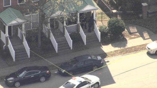 WRAL's Sky 5 flew over a large police presence outside of a Durham home