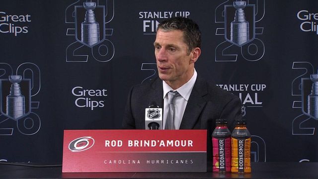 Hurricanes head coach Rod Brind'Amour speaks ahead of Game 6 of Stanley ...