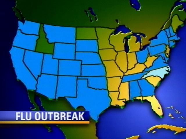 NC Among Flu Outbreak States