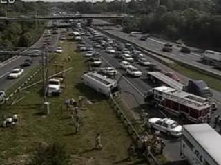 Cabarrus County bus flips over with students on-board