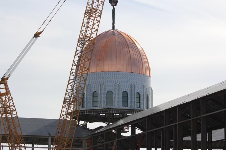 Cathedral dome rises with sun in Raleigh Thursday