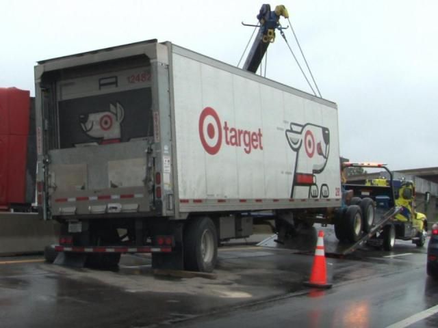 Target tractor trailer crash closes I-40 near US 70 for hours