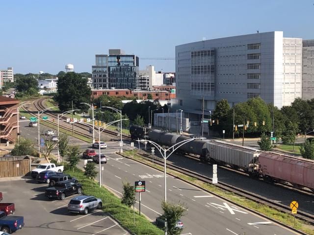 Freight train, vehicle collide in downtown Durham