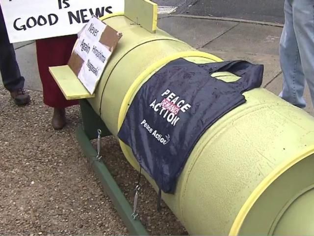 Nuclear bomb replica brought to Raleigh for protests