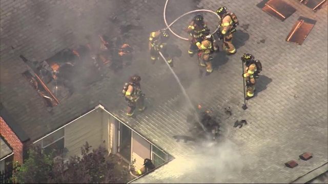 Sky 5 flies over fire at Raleigh assisted living facility