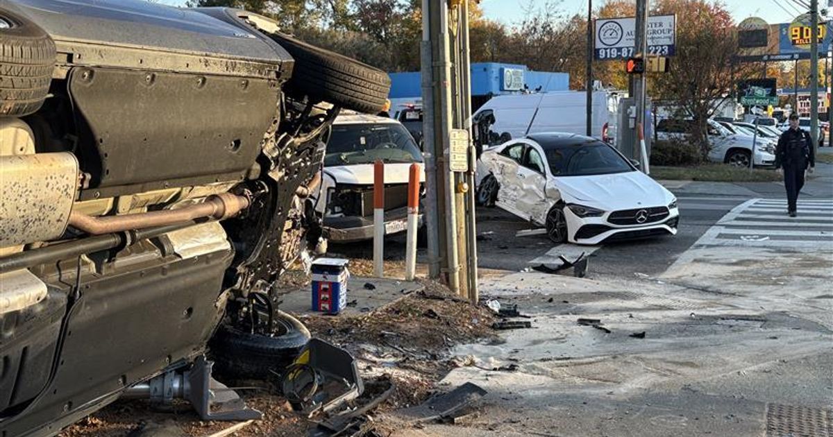 Wreck leaves an SUV overturned on Capital Boulevard in Raleigh :: WRAL.com