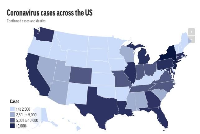 Coronavirus cases: U.S. and world - curves, maps and data