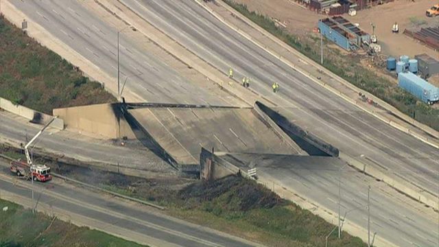 I-95 highway collapses after tanker truck catches fire