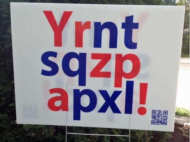 Unintelligible signs promote literacy project