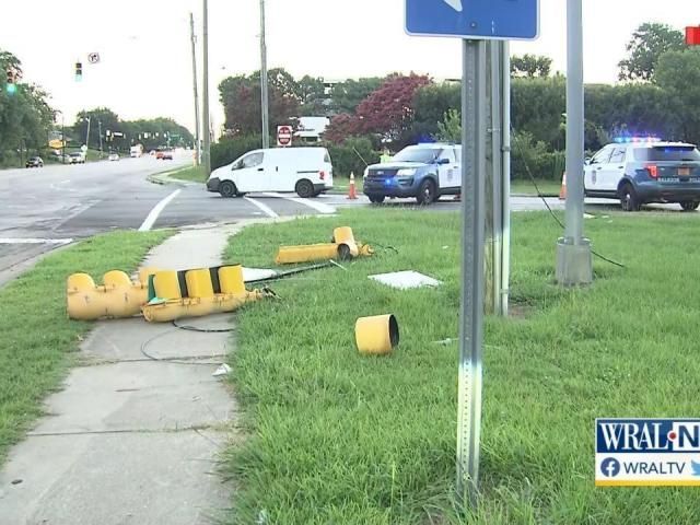 Turning lanes closed on Wake Forest Road near I-440 after driver ...