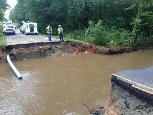 Downpour turns dangerous: Flooding collapses Warrenton road, sweeps ...