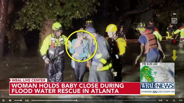Mom, baby and dogs rescued as Helene moves through Atlanta