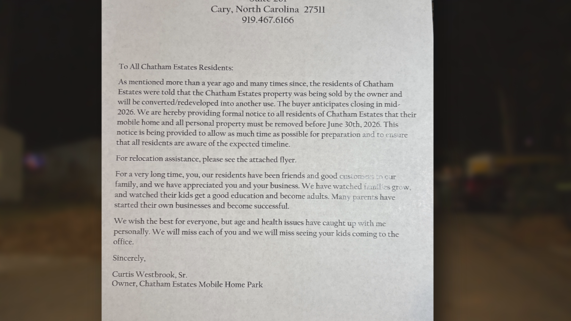 Cary mobile home residents face displacement as Chatham Estates sells ...